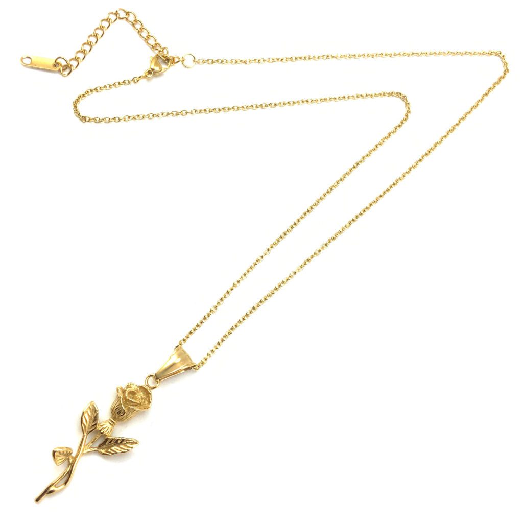 Ketting met roos goud stainless steel • Embrace Bijoux rose kettinkje